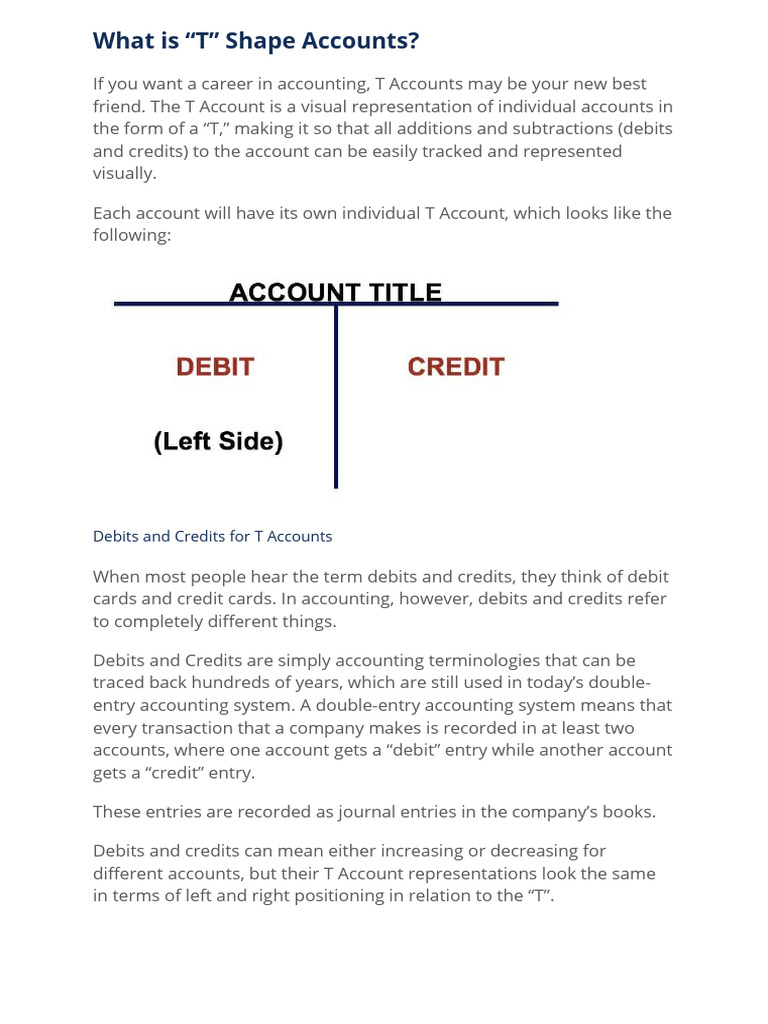 T Shape Account Prepration | PDF | Debits And Credits | Economies