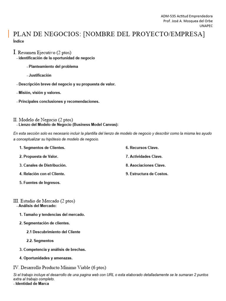 Plan de Negocios - Plantilla | PDF | Plan de negocios | Business