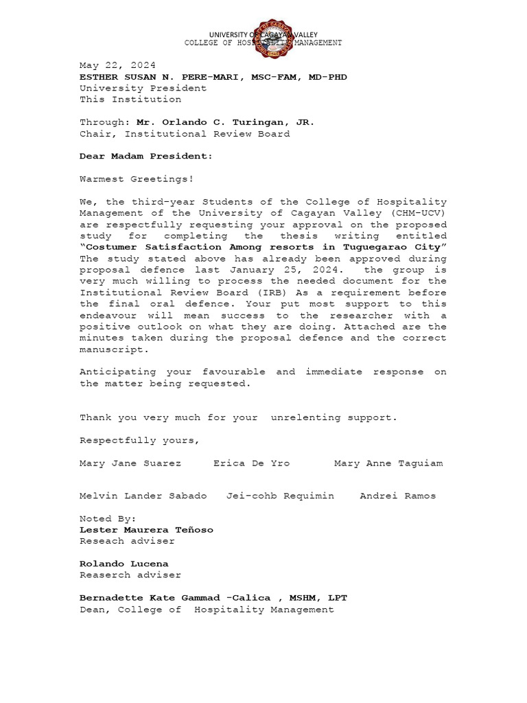 Letter For Irb | PDF