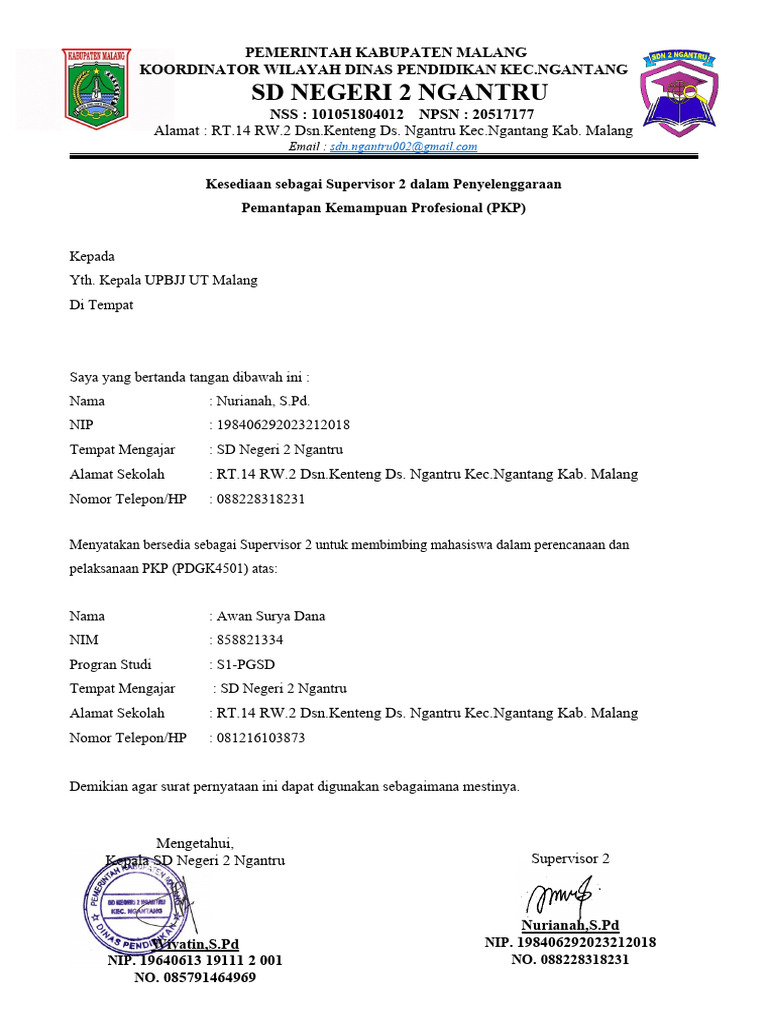 Form Kesediaan SP 2 | PDF