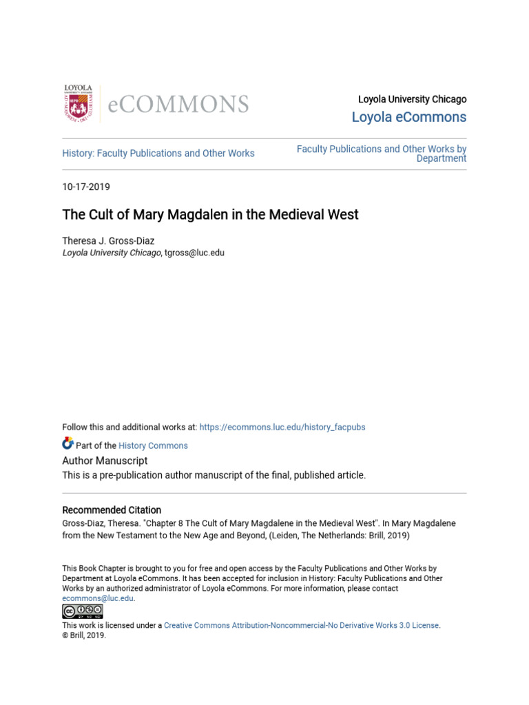 Cult of Mary Magdalene in Medieval West | PDF | Mary Magdalene | Mary ...