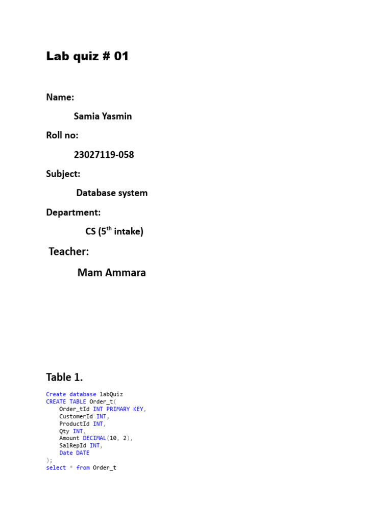 Lab Quiz 2 | Download Free PDF | Data Management Software | Data Management