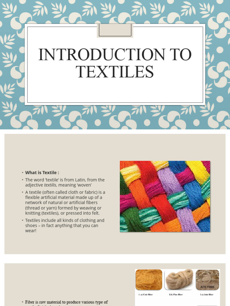 Introduction To Textiles | PDF | Textiles | Yarn
