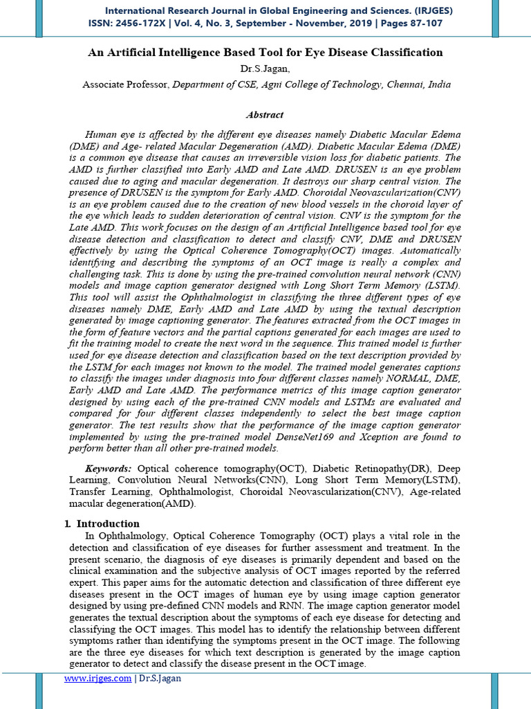 An Artificial Intelligence Based Tool For Eye Disease Classification | PDF | Artificial Neural ...