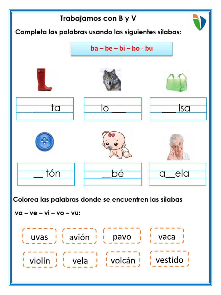 Actividades educativas con B y V | PDF