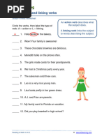 Grade 2 Action and Linking Verbs Worksheet | PDF