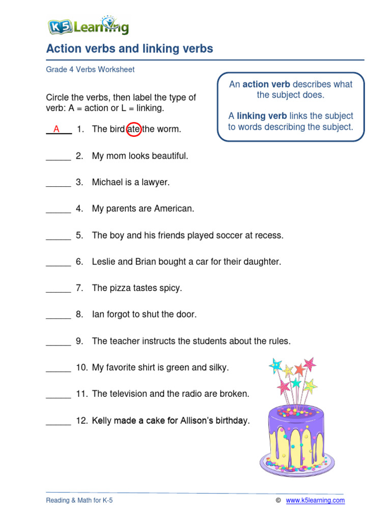 Action Verbs and Linking Verbs | PDF