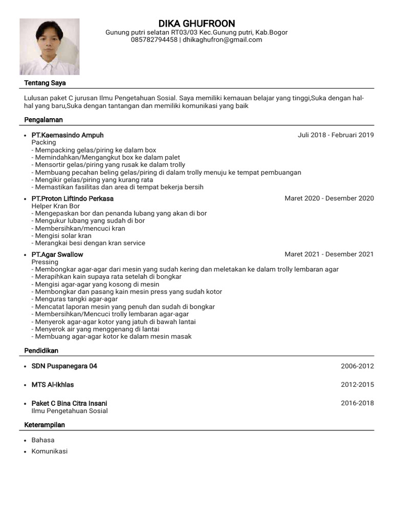 CV - Dika Ghufroon2 | PDF