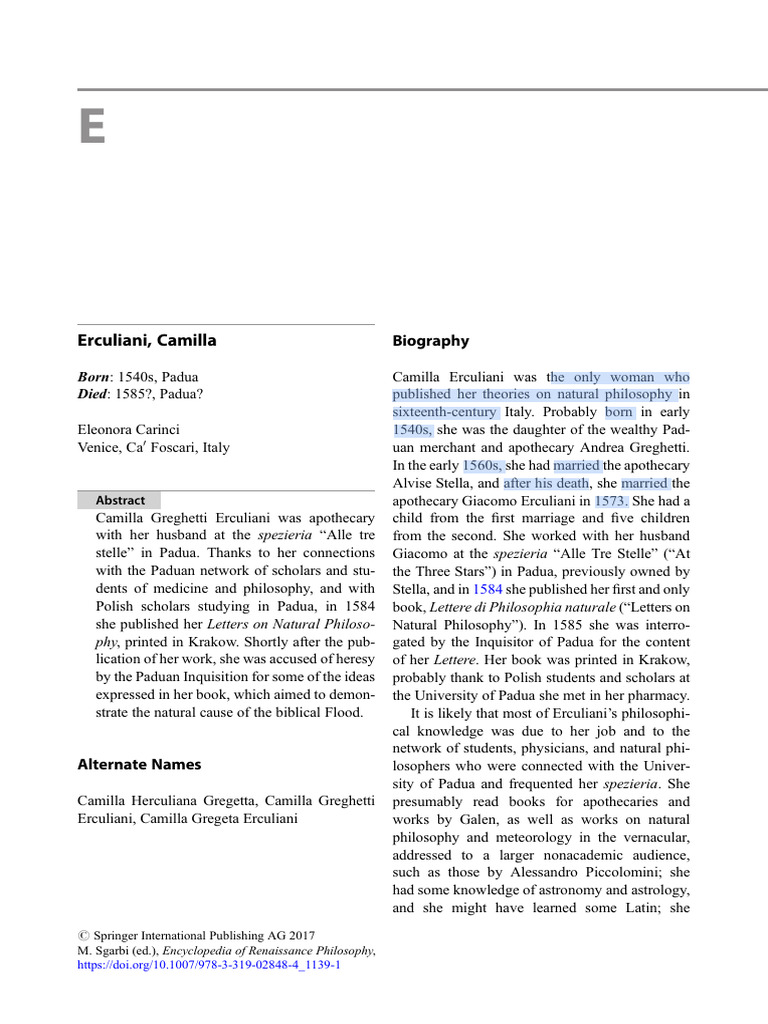 Erculiani Camilla | PDF