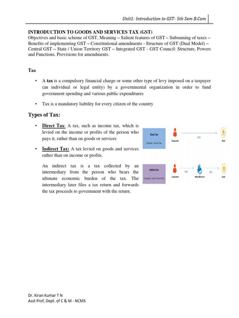 Kiran - GST Unit 1 Updated - N | PDF | Taxes | Value Added Tax