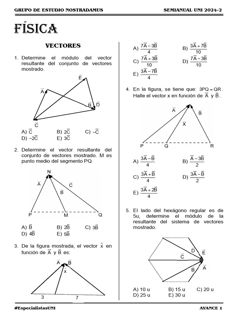 Saub 2024 2 Física A1 | PDF | Vector Euclidiano | Velocidad