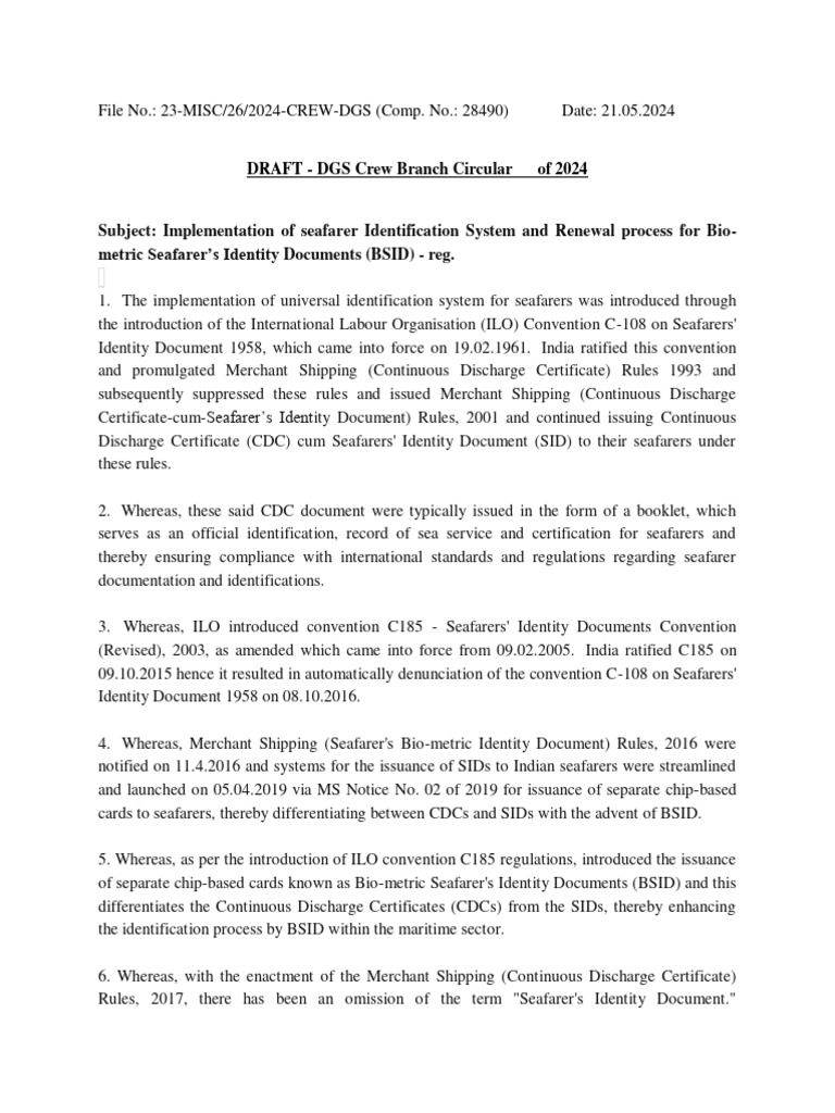 BSID Renewal Process for Seafarers 2024 | PDF | Identity Document | Sailor