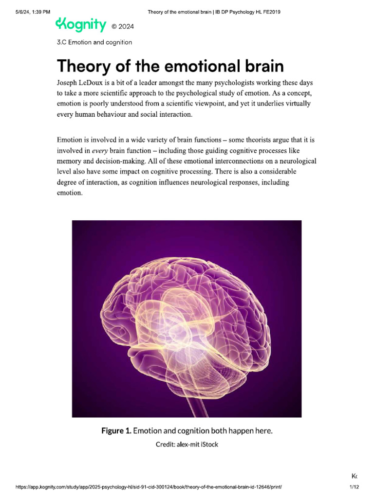 Kognity - The Theory of the Emotional Brain | PDF