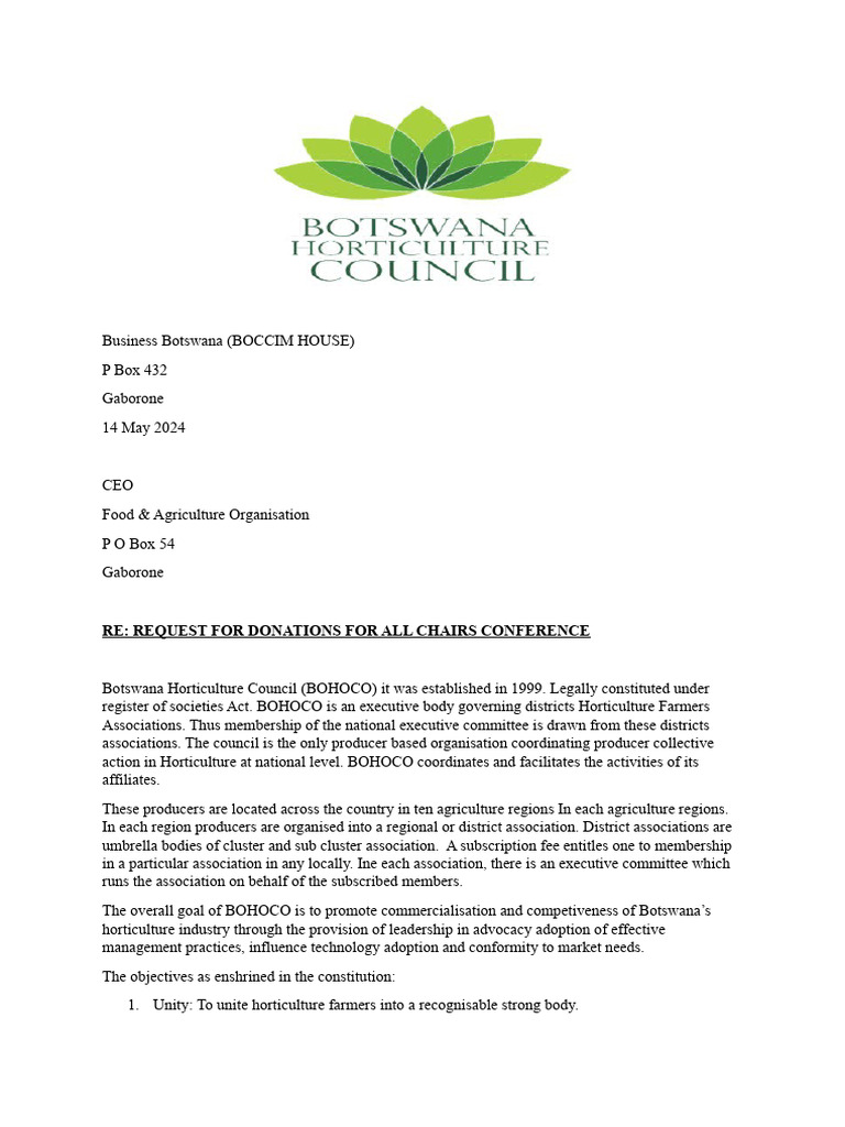 Bohoco Letter | PDF | Botswana