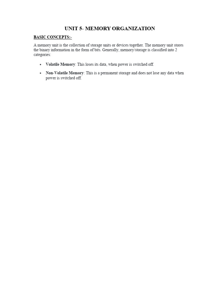 Unit 5 Coa Pdf Computer Data Storage Random Access Memory 
