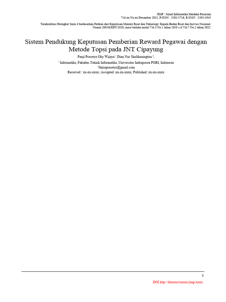 Sistem Pendukung Keputusan Pemberian Reward Pegawai | PDF