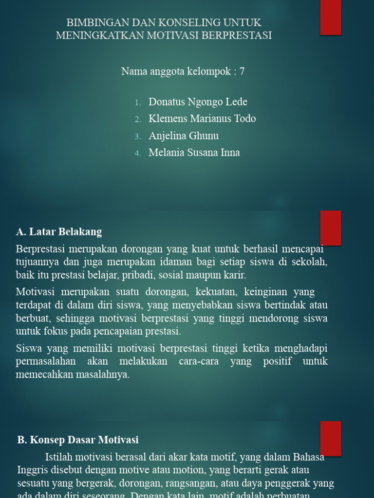 Bimbingan Dan Konseling Untuk Meningkatkan Motivasi Berprestasi | PDF