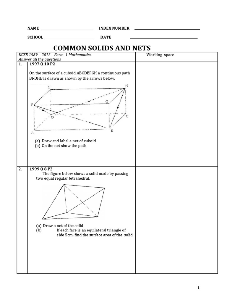 Common Solid and Nets | PDF | Euclidean Plane Geometry | Linear Programming