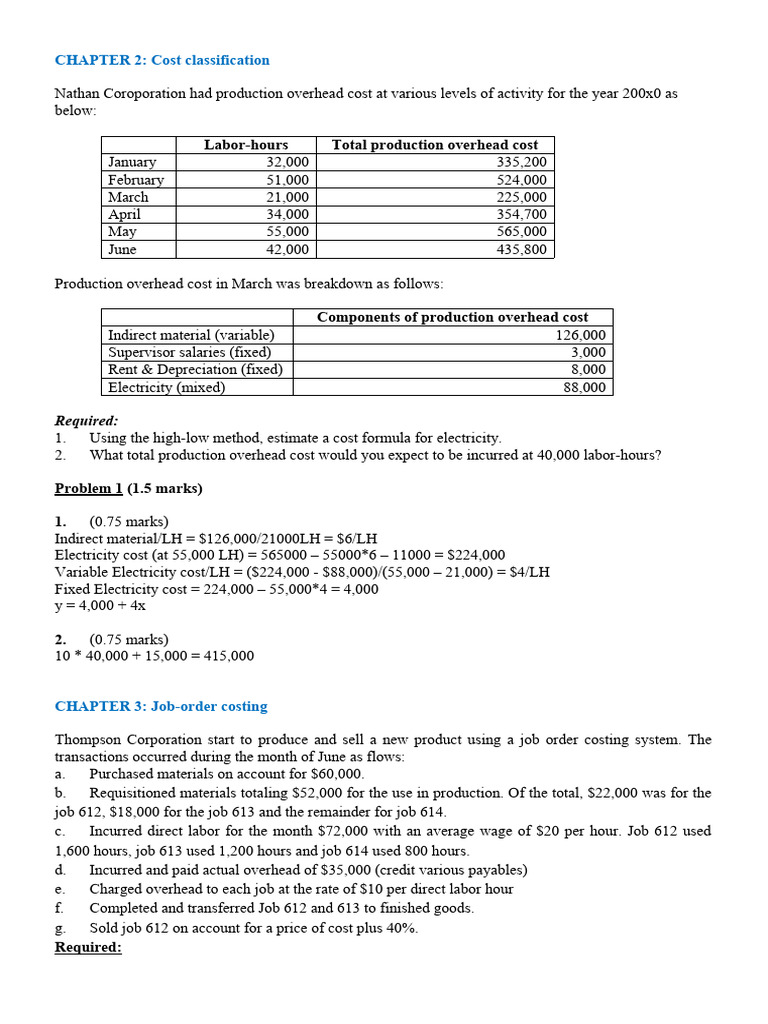 Tự luận KTQTRI 1 TIẾNG ANH | PDF | Management Accounting | Financial Economics