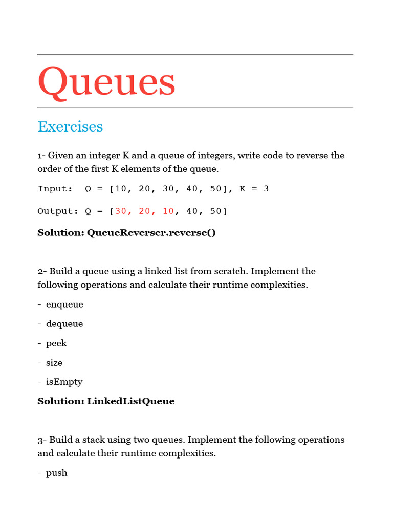 15 Queues Exercises | PDF