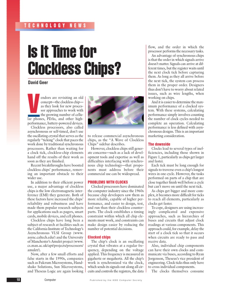 Is It Time For Clockless Chips?: Technology News | PDF | Central Processing Unit | Integrated ...