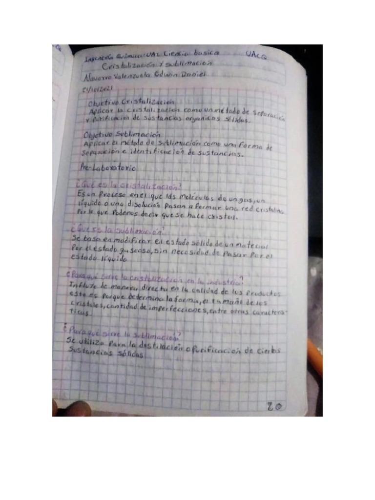 Bitacora Final Cristalizacion y Sublimacion - EDNV | PDF