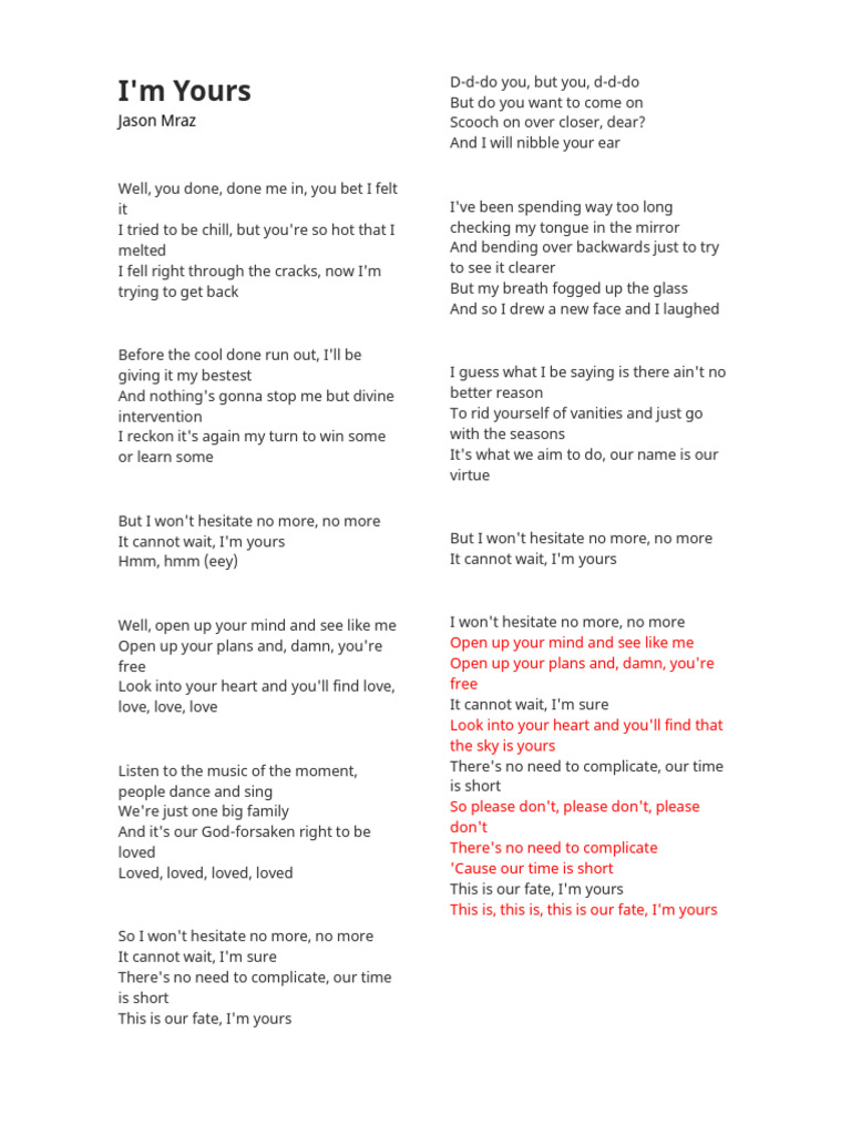 Jason Mraz Song Lyrics Collection | PDF | Spanish Language Music