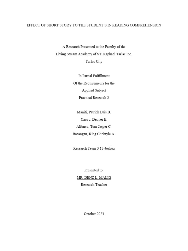 Impact of Short Stories on Reading Skills | PDF | Reading Comprehension ...