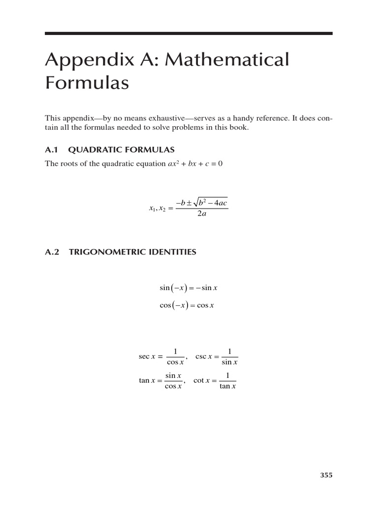 Mathematical Formulas | PDF | Trigonometric Functions | Combinatorics