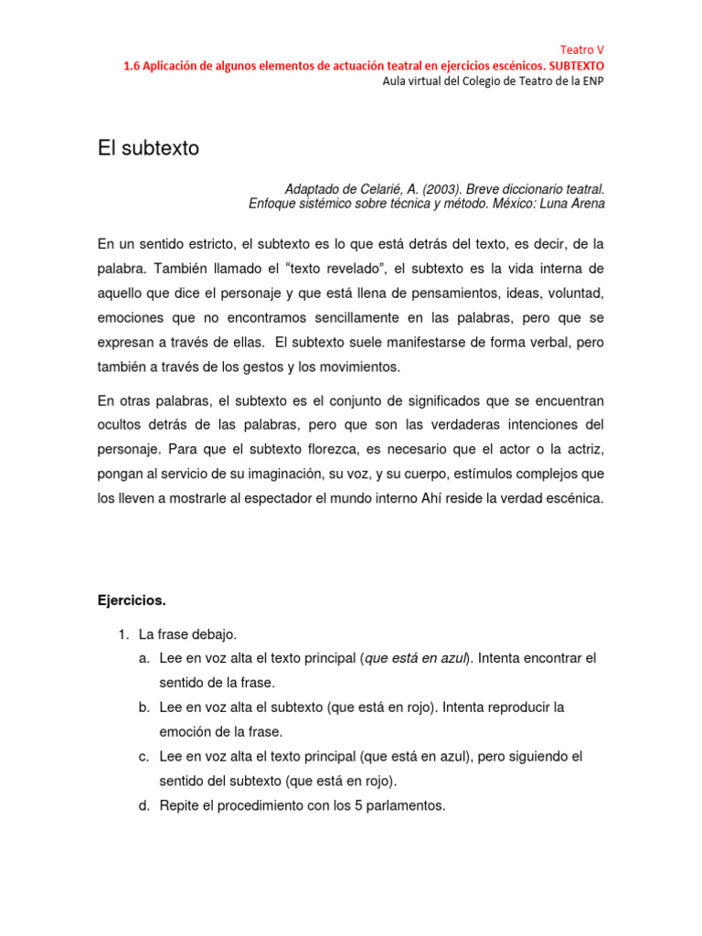 Subtext o | PDF | Teatro | Interino