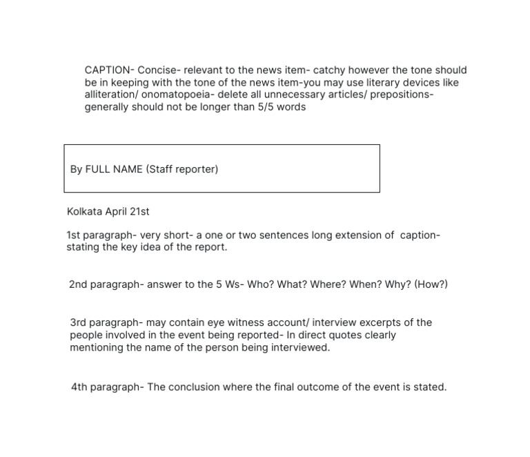 Newspaper Report Format | PDF