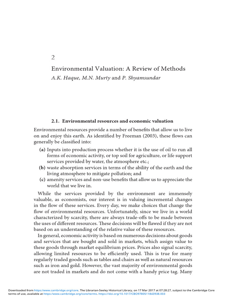 environmental-valuation-a-review-of-methods | PDF | Valuation (Finance ...