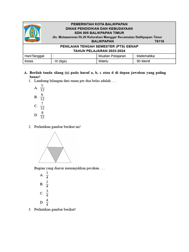 Soal Pts Genap Matematika | PDF