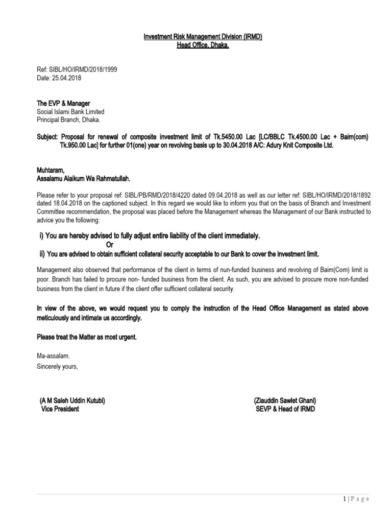 Letter To Branch | Download Free PDF | Money | Private Sector