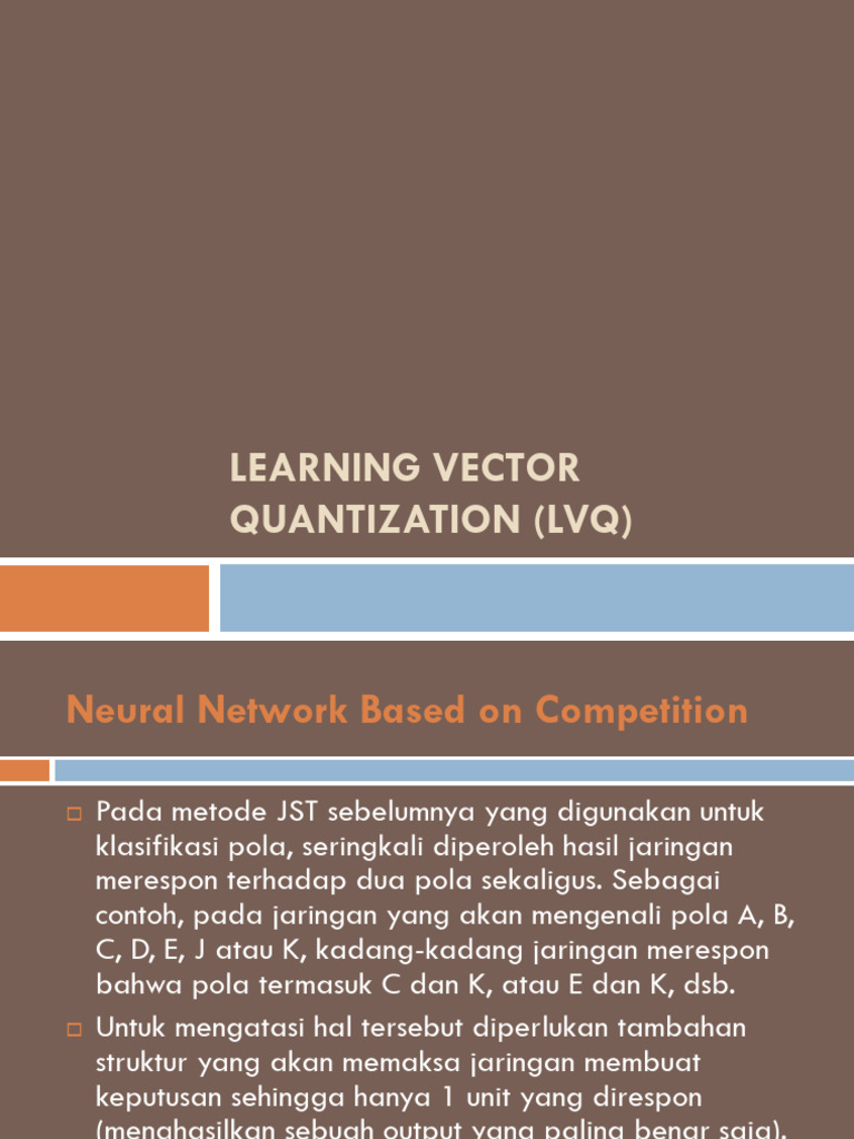 Kuliah 5 Learning Vector Quantization Pdf Metode And Bahan Ajar