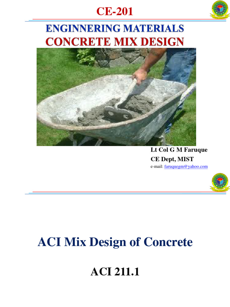 6. Lec-2_Concrete Mix Design_CE 201@CE-21_2020 | PDF | Concrete | Strength Of Materials