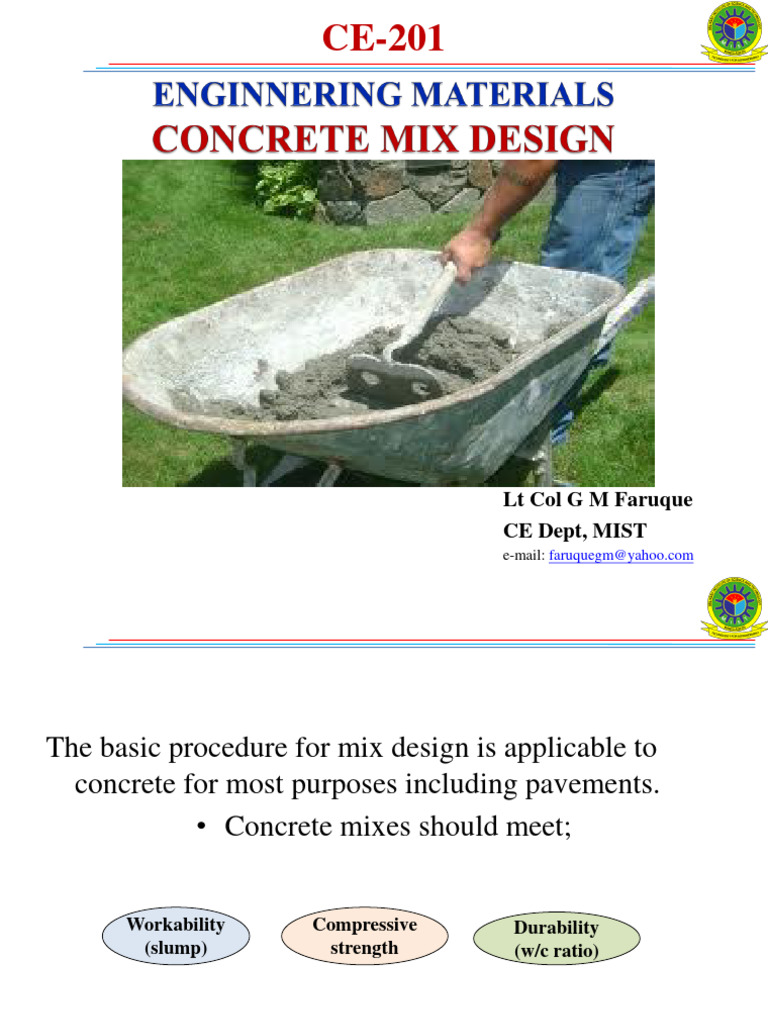 Concrete Mix Design Guide | PDF | Concrete | Cement