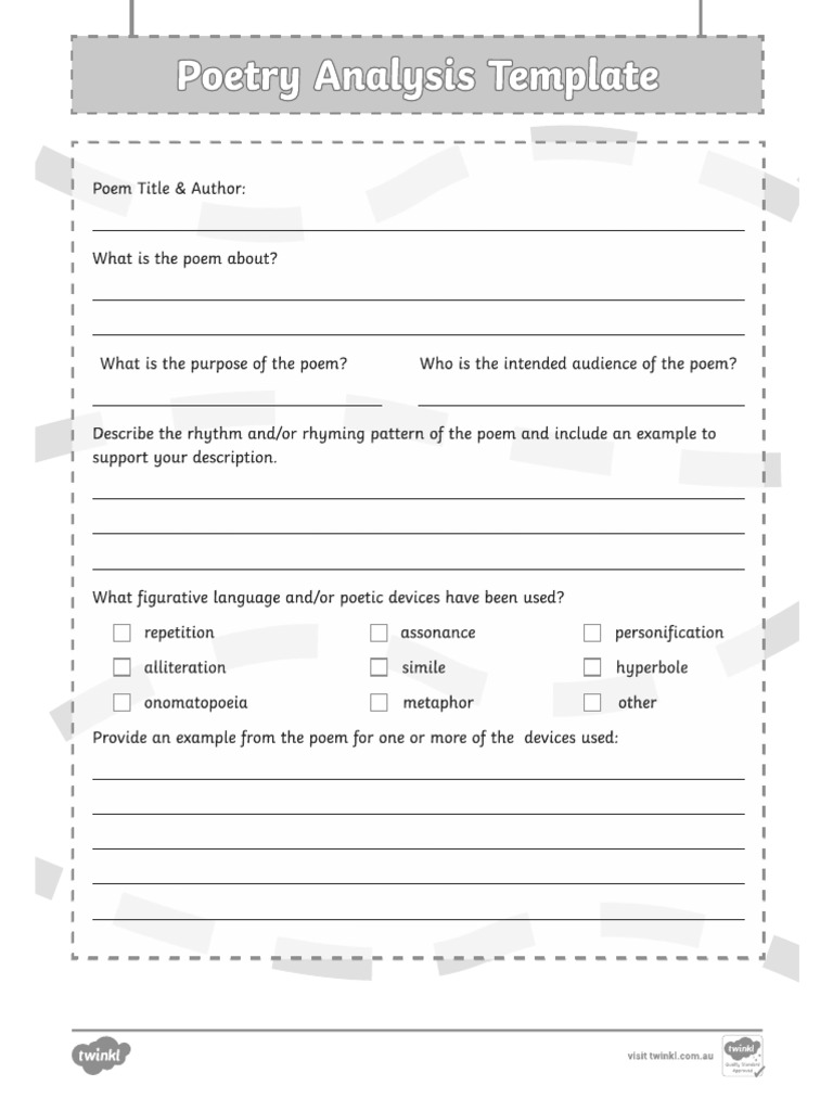 Poetry Analysis Template | PDF