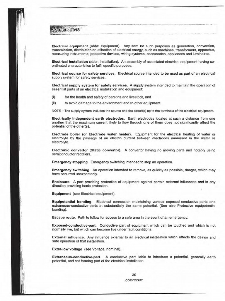 SS 638 2018 Code of Practice For Electrical Installations-31-60 | PDF ...