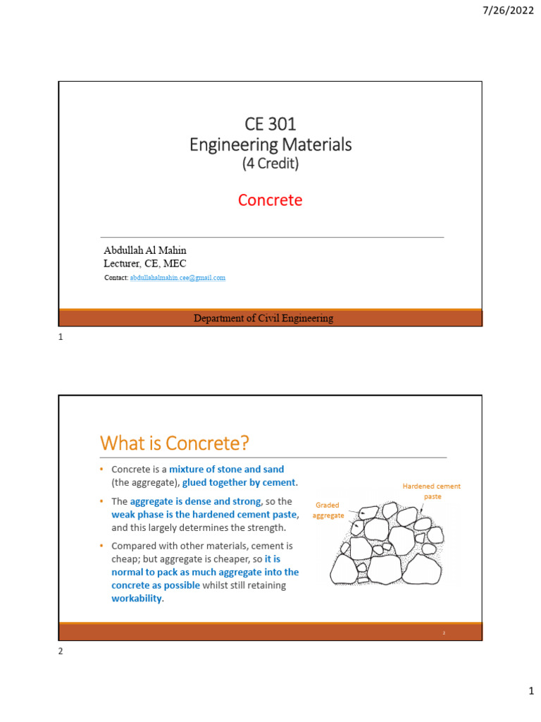 CE 301 - Module-6 - Concrete | Download Free PDF | Concrete | Creep (Deformation)