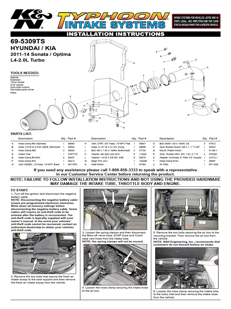 intake instructions | PDF | Vehicle Technology