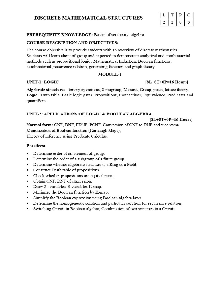 DMS Syllabus | PDF | Combinatorics | Group (Mathematics) DMS Syllabus | PDF | Combinatorics | Group (Mathematics)