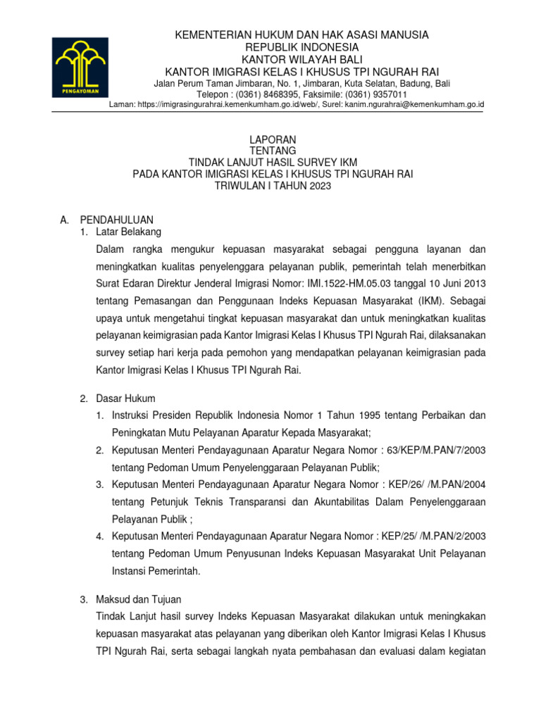 Laporan Tindak Lanjut SKM | PDF