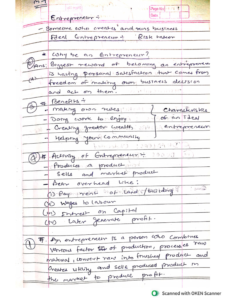 Entrepreneurship Notes | PDF