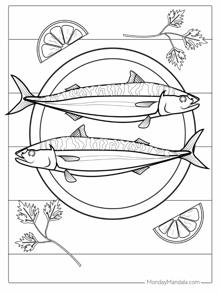 Grilled Fish Coloring Picture | PDF