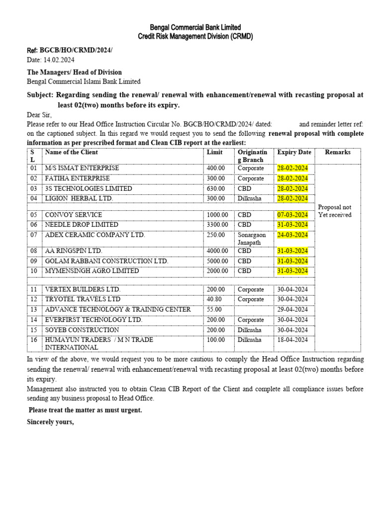 Letter to Branch | PDF | Financial Services