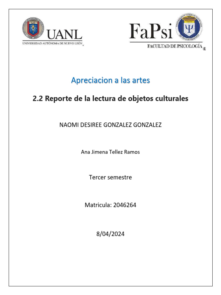 2.2 Reporte de La Lectura de Objetos Culturales | PDF | Sufrimiento | Las emociones