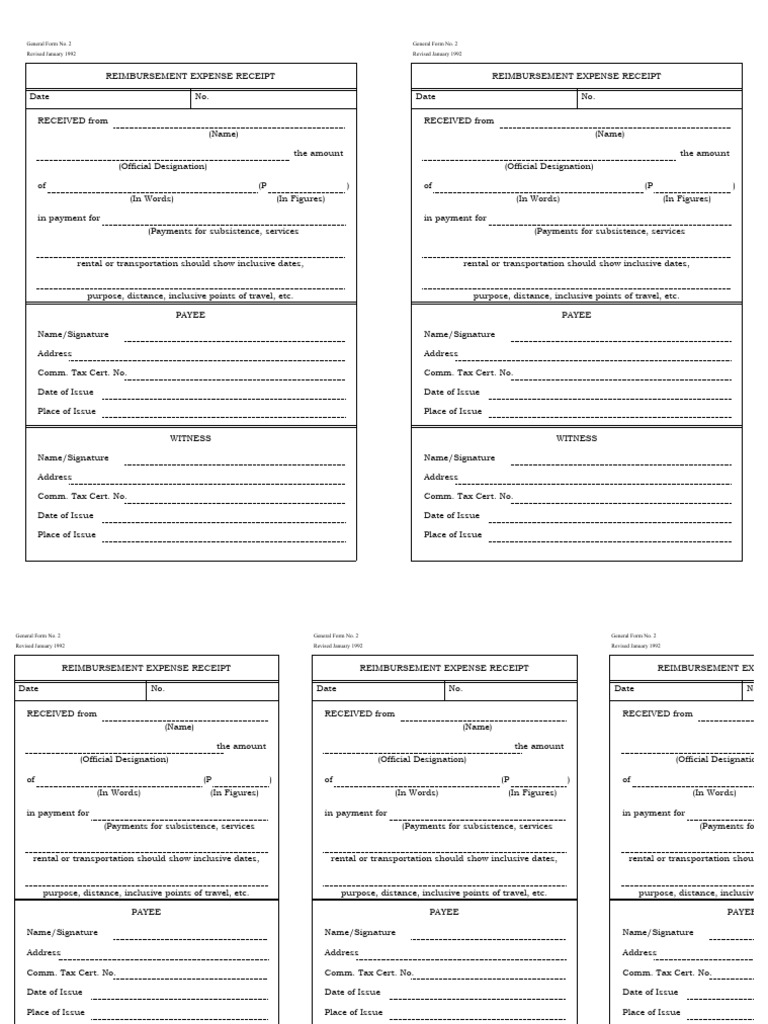 Reimbursement Expense Receipt (Rer) | Download Free PDF | Payments ...