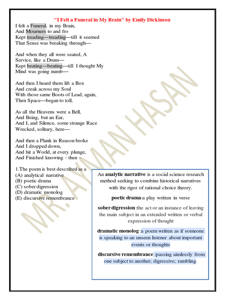 I Felt A Funeral in My Brain | PDF | Poetry