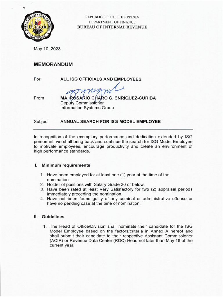Annual Search For Isg Model Employee - 0001 | PDF